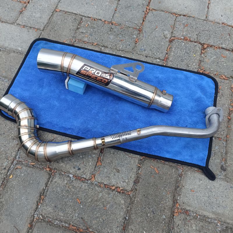 Jual Pro speed Open pipe Tube type 51mm Canister + elbow for Wave / Xrm ...