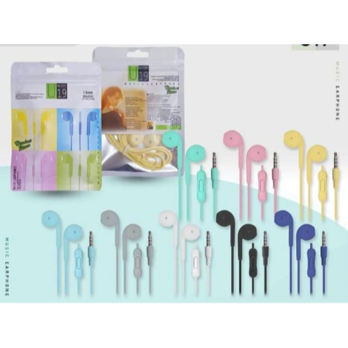 Jual HEADSET HF / HANDSFREE U19 MACARON / MACARON COLOR HIFI EXTRA BASS ...