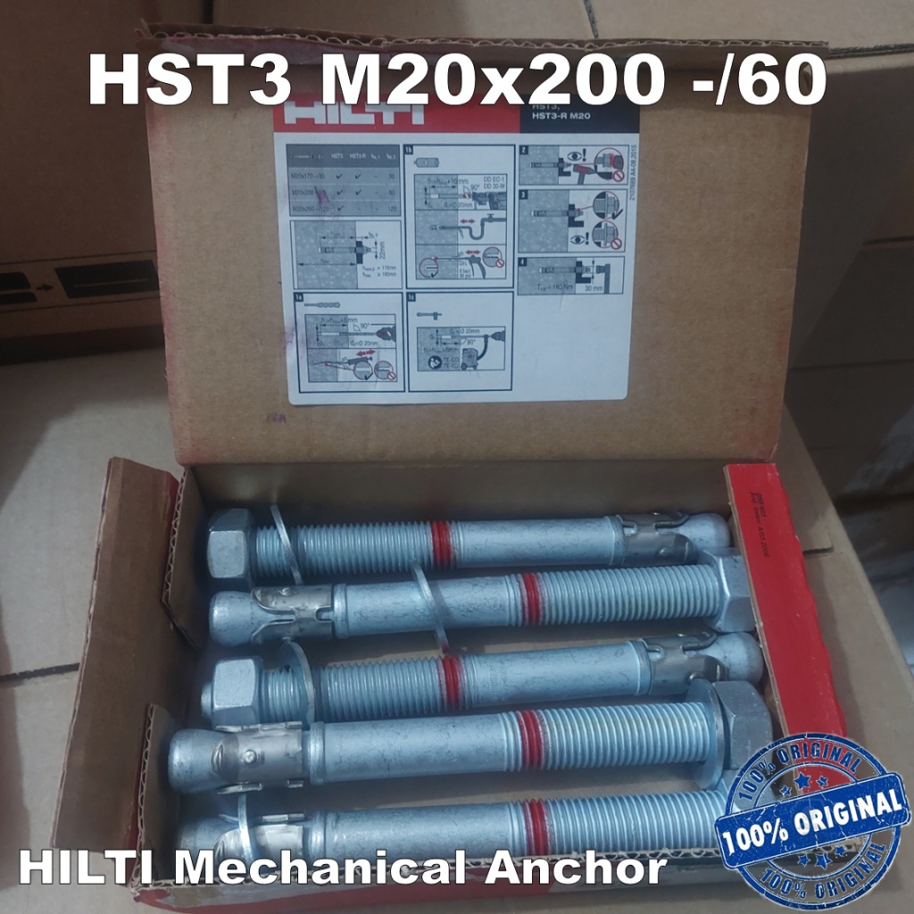 Jual Dynabolt HILTI HST3 M20x200 -/60 Wedge Anchor / Through Bolt | HILTI Safety stud anchor ...