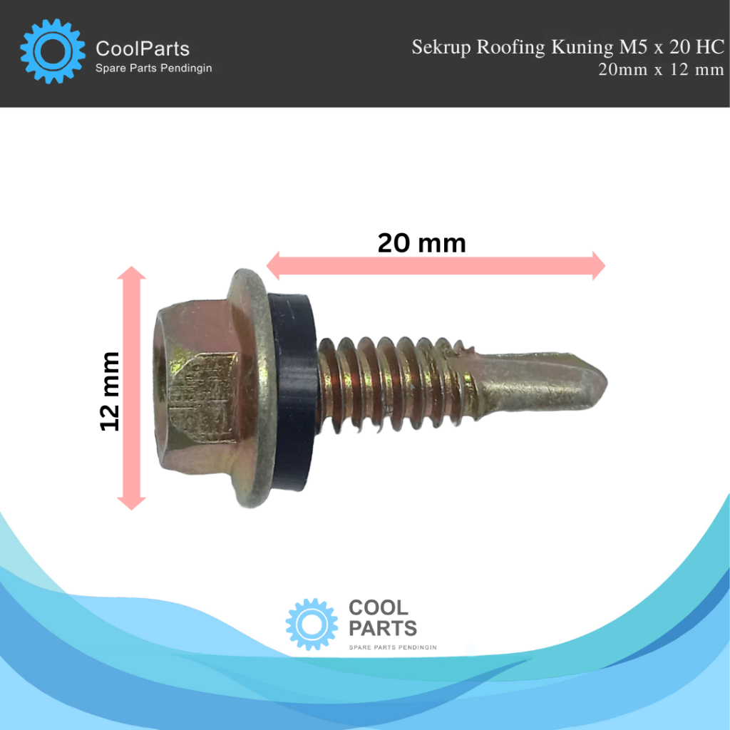 Jual Sekrup Roofing / Baut Baja Ringan Kuning M5 x 20 HC / 100 Pcs ...