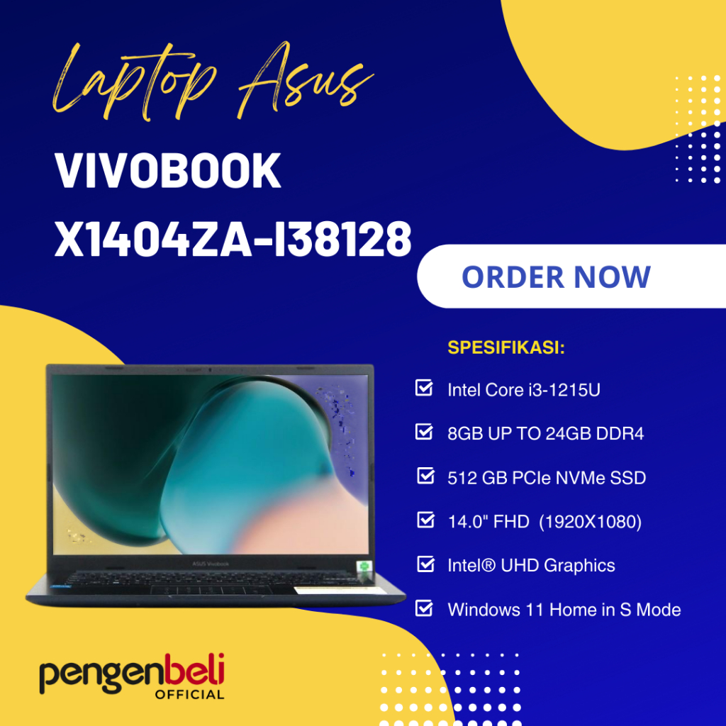 Jual Laptop Asus Vivobook Core I3 Gen 12 - X1404ZA-I38128 - Ram 24GB - SSD 512GB - LCD 14" FHD ...