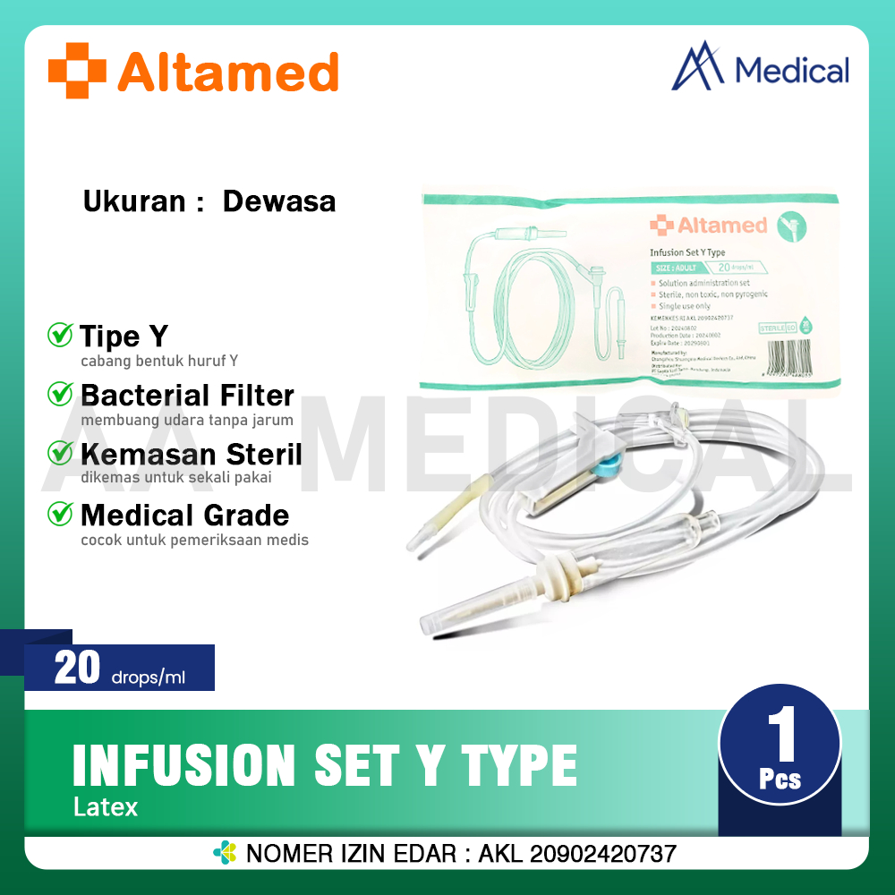Jual Infusion Set Y Type ALTAMED Plus Airvent Infus Set Type Y With ...