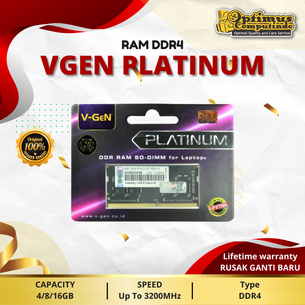Jual RAM V-GeN Platinum DDR4 8GB SODIMM VGen 2400 2666 3200 | Shopee ...