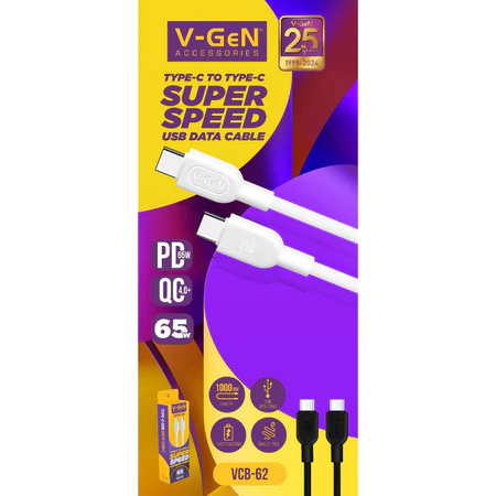 Jual Kabel Data Type C To Type C V-GeN VCB-62 Super Speed PD65W QC4.0 ...