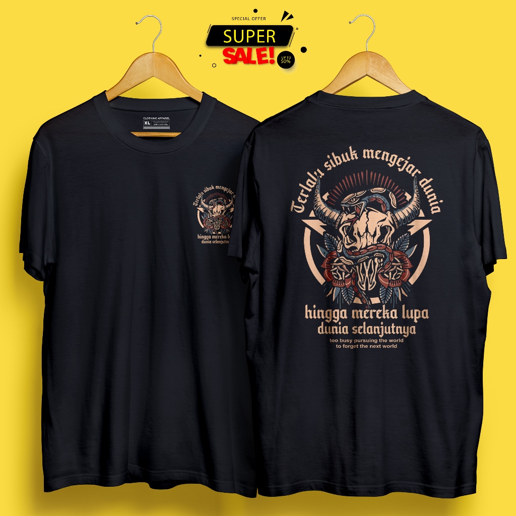 Jual Kaos pria sablon depan belakang motif kata kata tulisan TERLALU ...