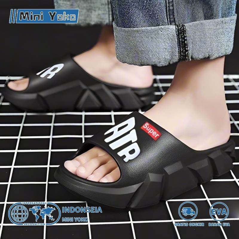 Jual Sandal Slop Pria Tebal Tinggi 4Cm Keren Casual Karet Eva Sendal ...