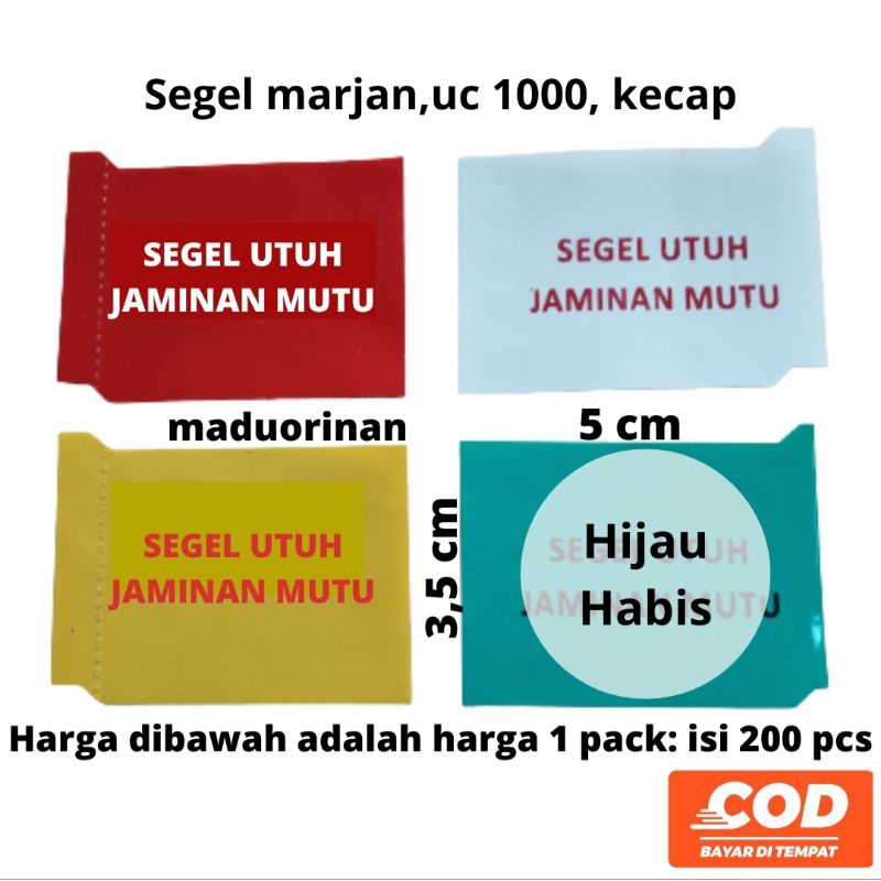 Jual Segel plastik shrink 5 cm x 3,5 cm untuk tutup botol marjan uc1000 ...