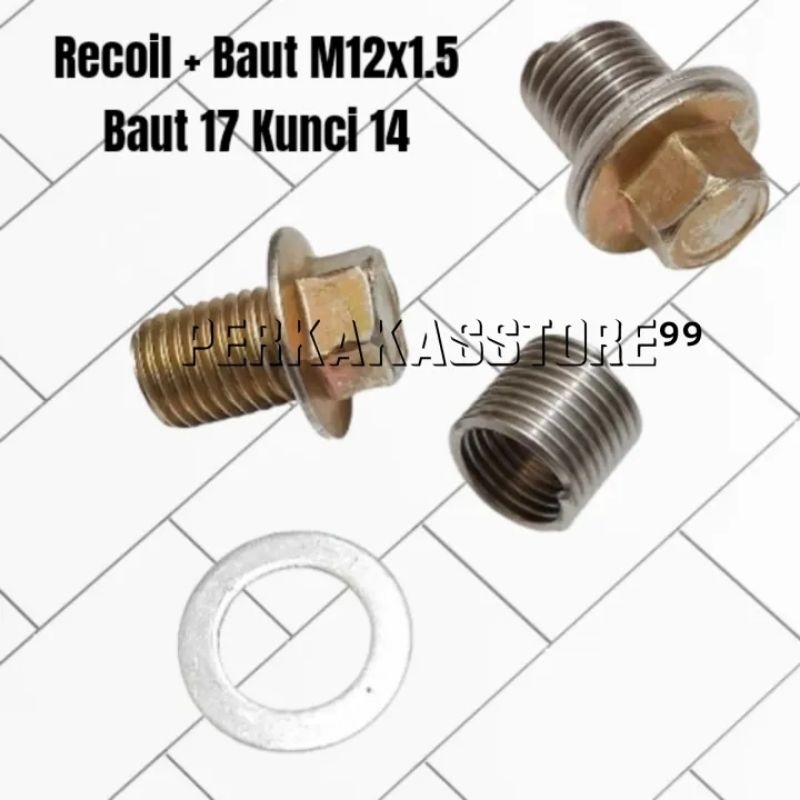 Jual Recoil Helicoil M12×1.5 Set Baut Oli Honda Yamaha Baut 17 Kunci 14 ...