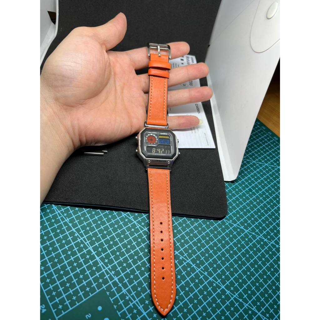 Jual Modified jam tangan pria strap kulit Casio AE-1200, colorful ...