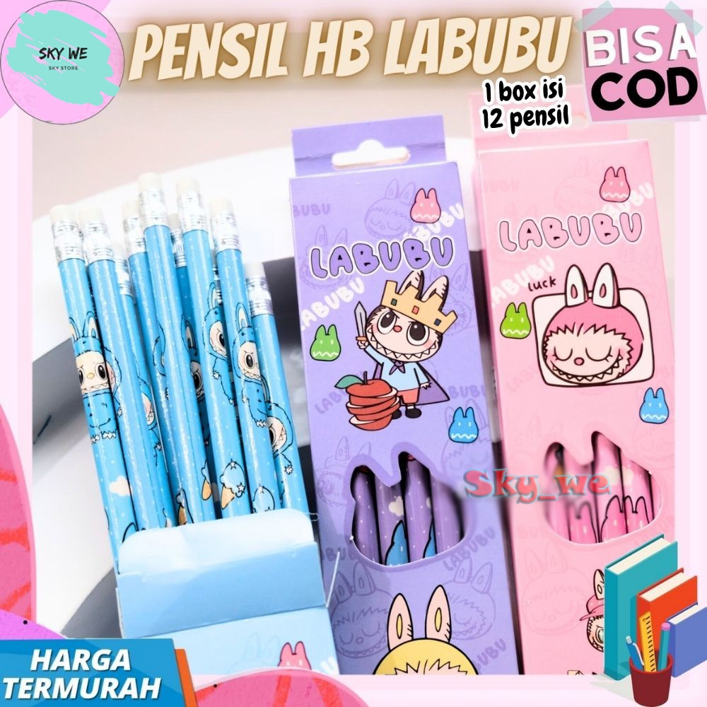 Jual Pensil Labubu Pencil Kayu Fancy Kartun Labubu Lucu isi 12 pcs per ...