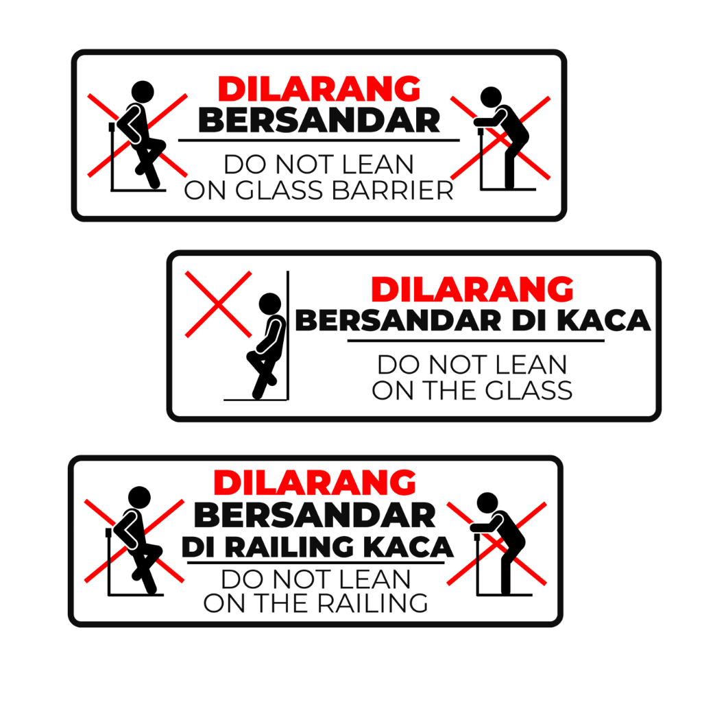 Jual Stiker Larangan Stiker Dilarang Bersandar DiRailing Kaca Stiker ...