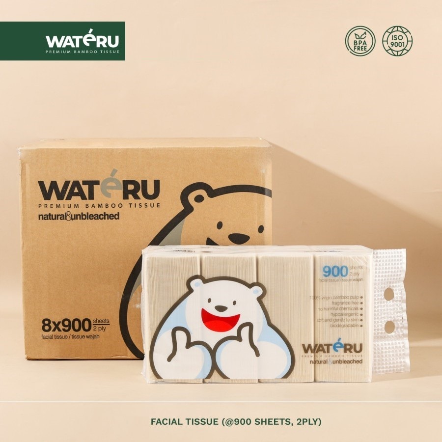 Jual Wateru Natural Bamboo Tissue / Tisu Bambu - Facial 900s, 8 pack ...