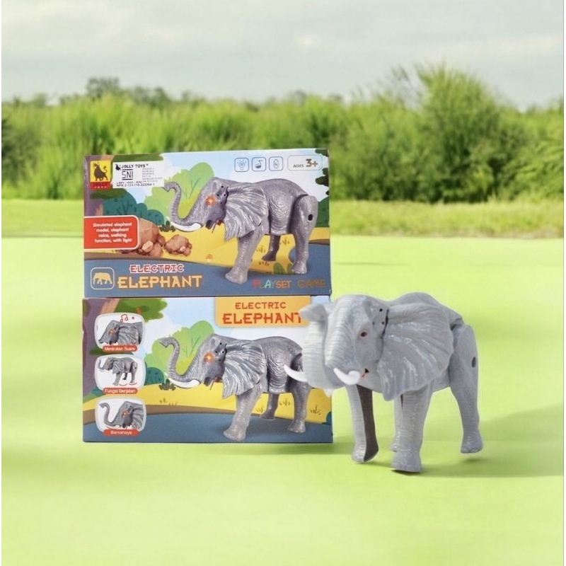 Jual Mainan Baterai Electronic Elephant Hewan Gajah Suara Lampu Jalan ...