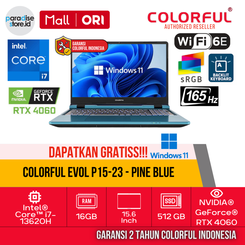 Jual Laptop Gaming Colorful Evol P15-23 i7-13620H RTX4060 16GB 512GB ...