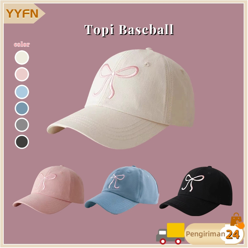 Jual Topi Baseball Cute Ribbon Bow Topi Baseball Cap Bordir Unisex Pria ...