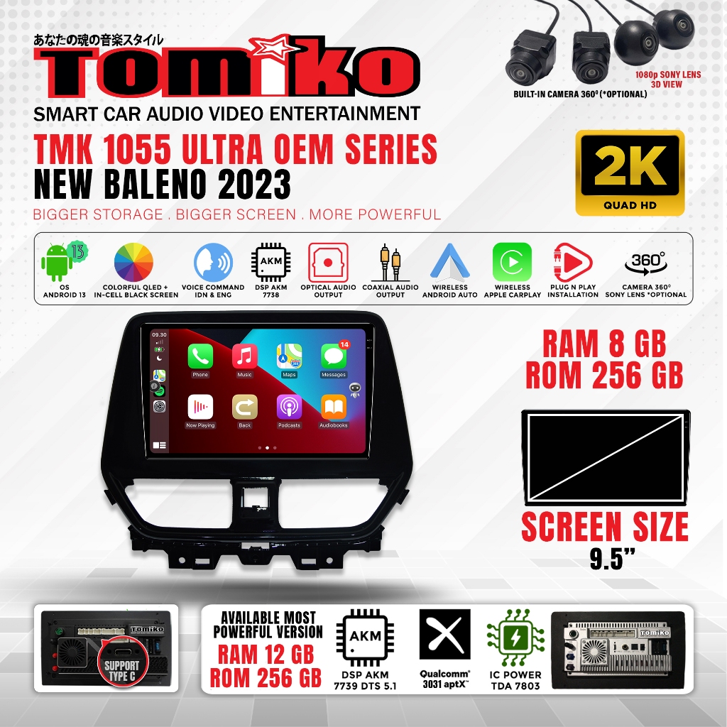 Jual Head Unit Android Tomiko TMK 1055 ULTRA OEM Series for New Baleno 2023 | Shopee Indonesia