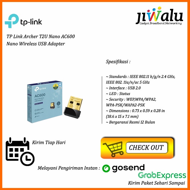 Jual TP Link Archer T2U Nano AC600 Nano Wireless USB Adapter | Shopee ...