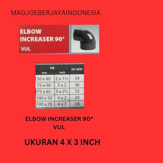 Jual ELBOW INCREASER 90° (VUL) 4 X 3 INCH | Shopee Indonesia