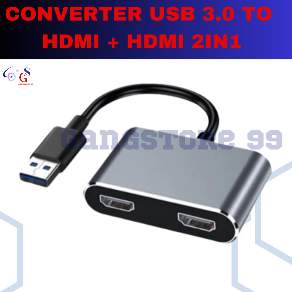 Jual USB 3.0 to Dual HDMI Adapter, Converter Adapter 4k / Hdmi Splitter ...