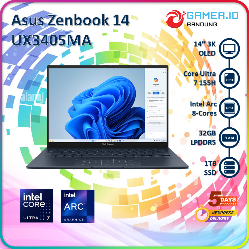 Jual ASUS ZENBOOK 14 OLED UX3405MA CORE ULTRA 7 155H 32GB 1TB 14" 3K ...