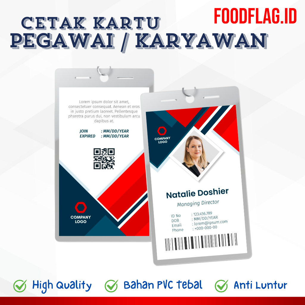Jual ID Card / Kartu Pegawai / Karyawan Bahan PVC Tebal / Anti Luntur ...