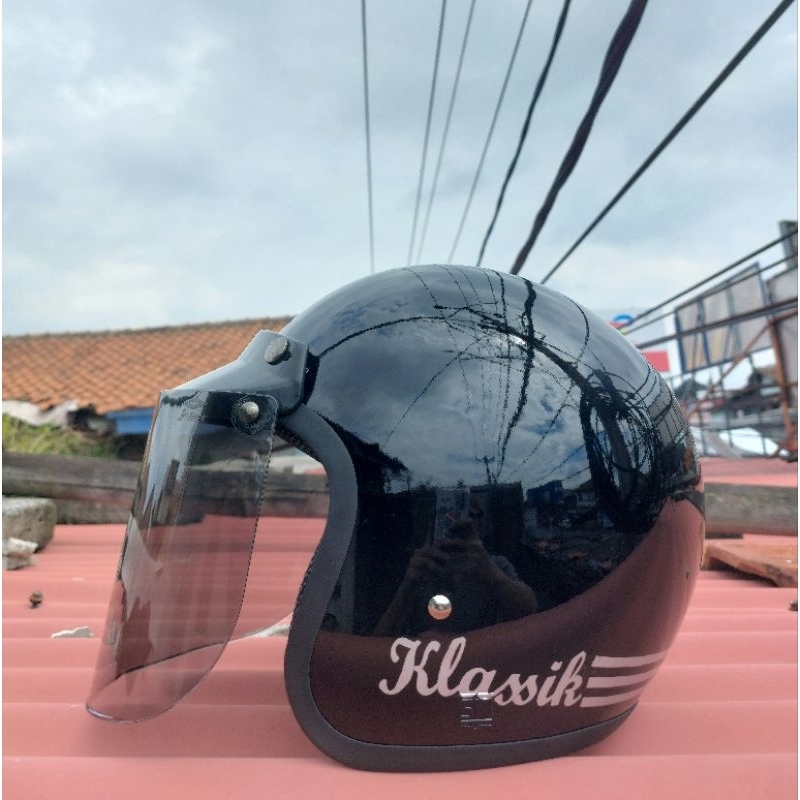 Jual Helm Bogo Clasik Murah Polos Hitam Metalik SNI | Shopee Indonesia
