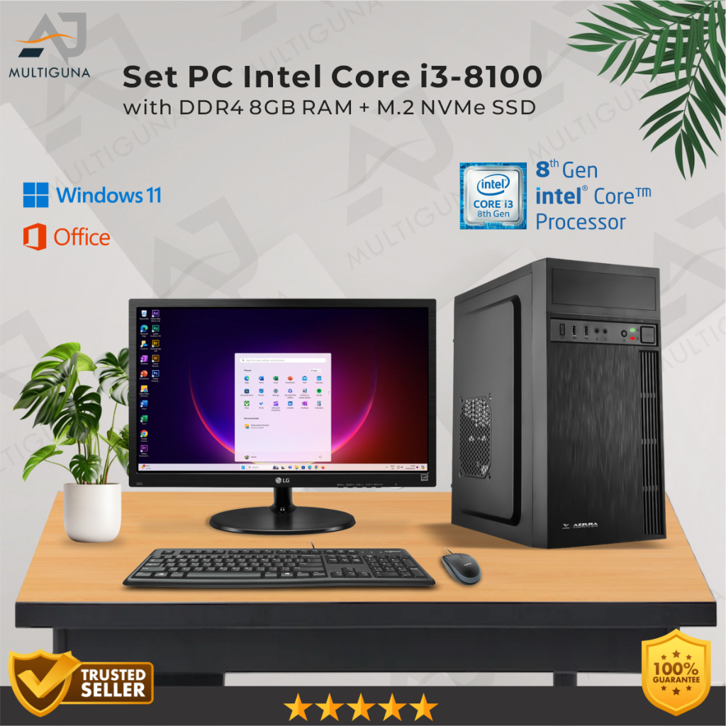 Jual Set PC Komputer Intel Core i3-8100 Gen-8 RAM 8GB SSD Rakitan Office | Shopee Indonesia