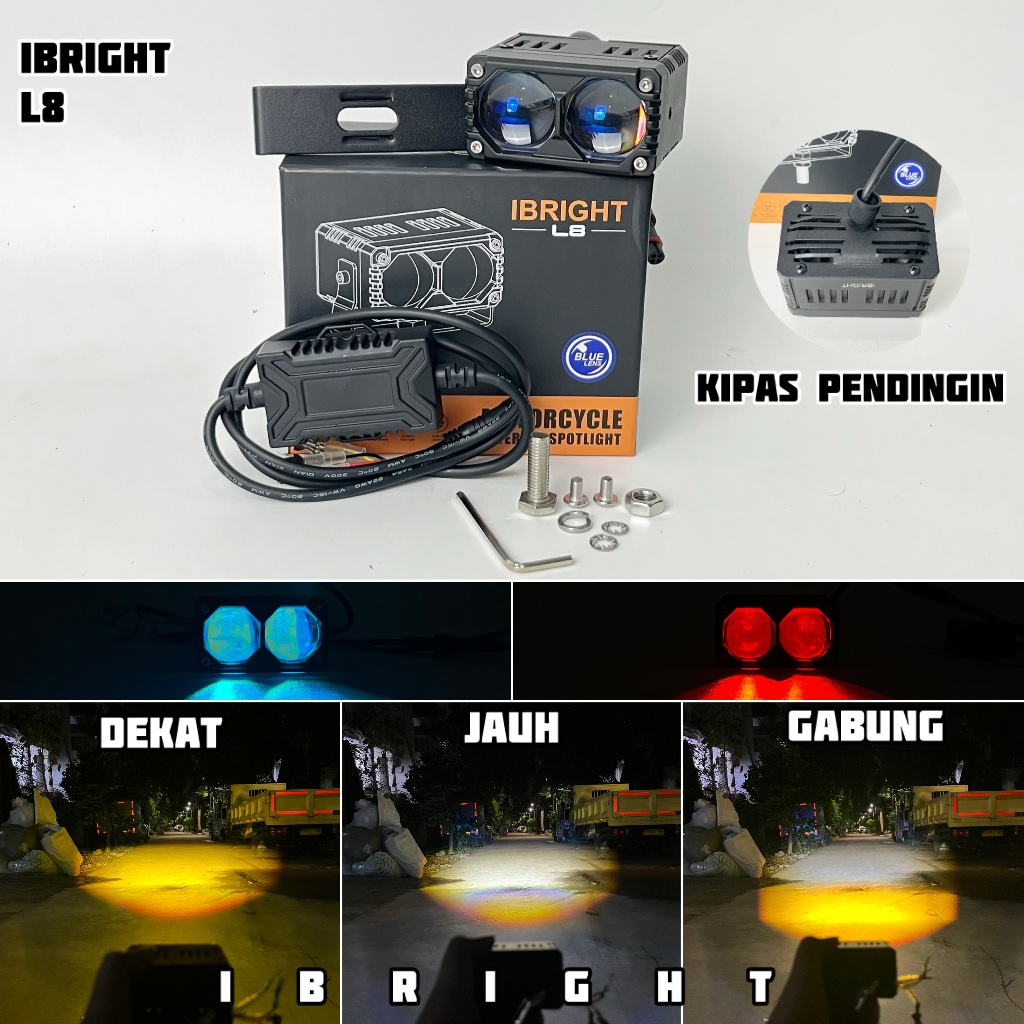 Jual IBRIGHT L8 - Lampu Tembak 2 Mata Blue Lens | Shopee Indonesia