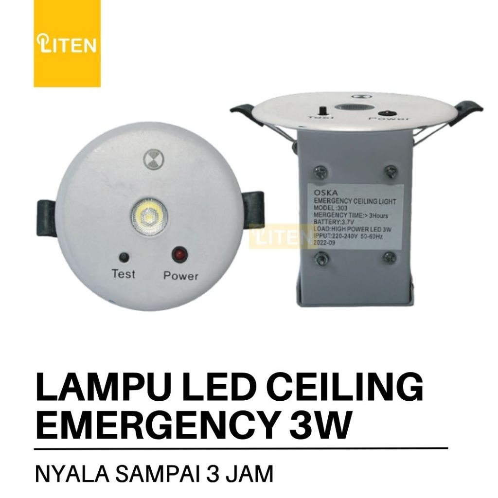 Jual Lampu Emergency Ceiling LED Plafon 3 Watt Cahaya Putih | Shopee ...