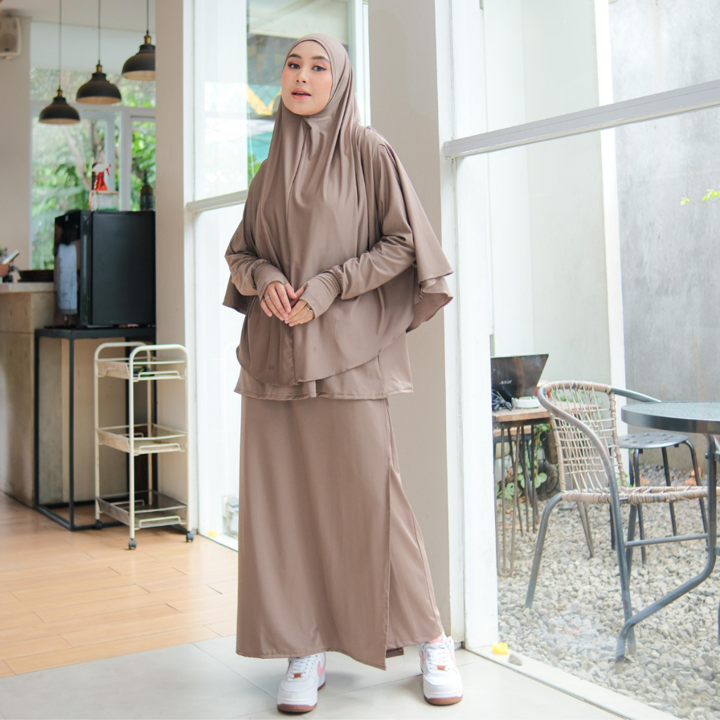 Jual Busana Baju Muslim | Dinay Sporty Muslimah Set 3 in 1 (Atasan + Celana + Kerudung Outer ...