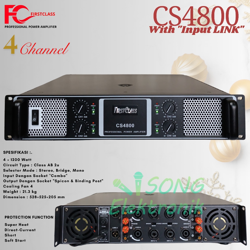 Jual Power Amplifier FirstClass CS 4800 / FC CS4800 1200w x 4 ORIGINAL ...