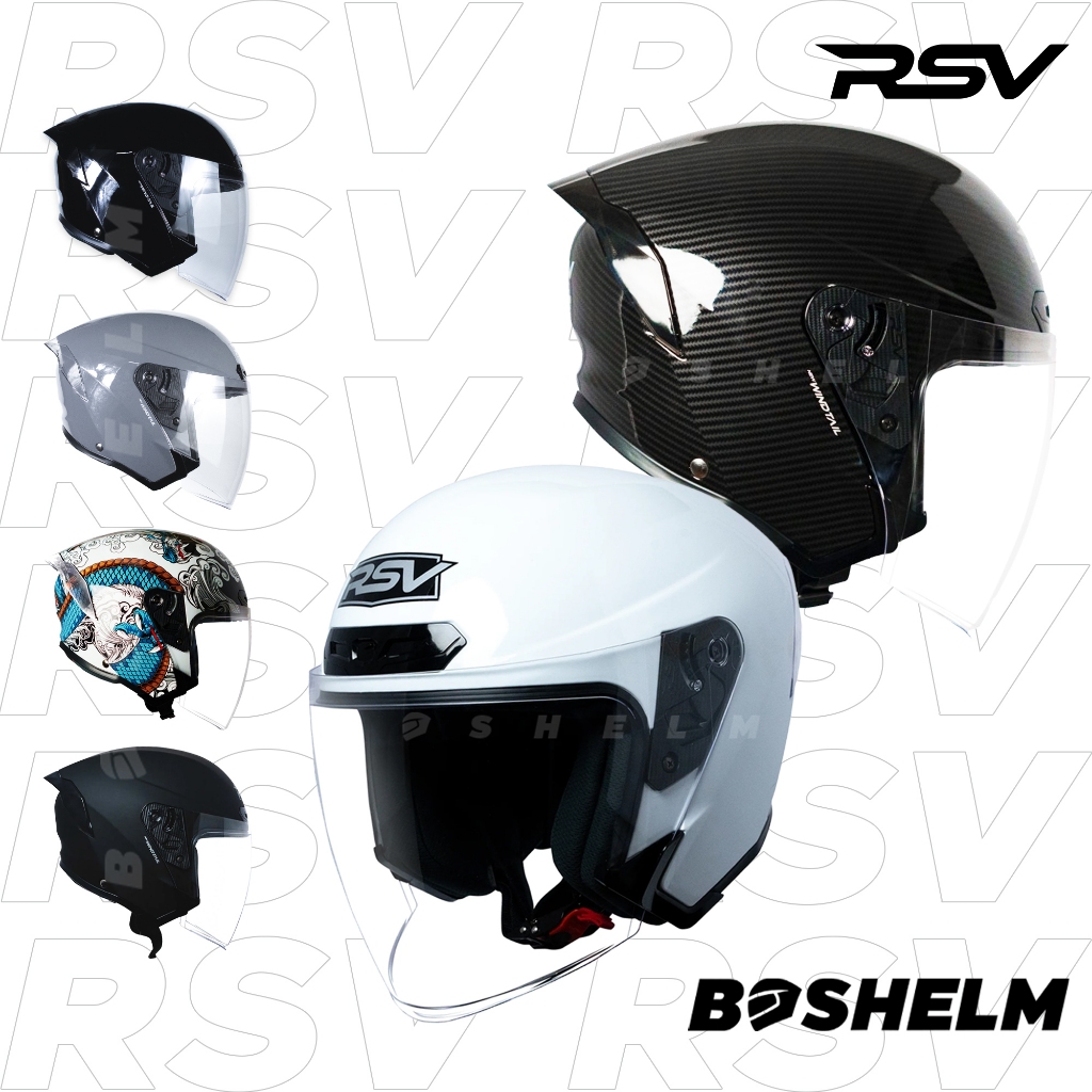 Jual BOSHELM Helm RSV NEW WINDTAIL Helm Half Face SNI | Shopee Indonesia