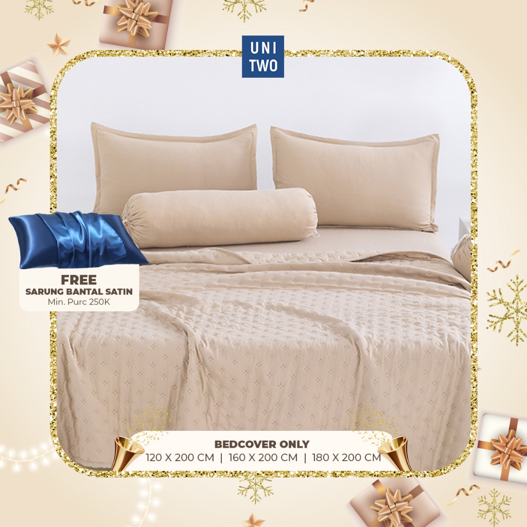 Jual UNITWO [BED COVER ONLY] Bed Cover Selimut Tidur Lembut Motif Polos ...