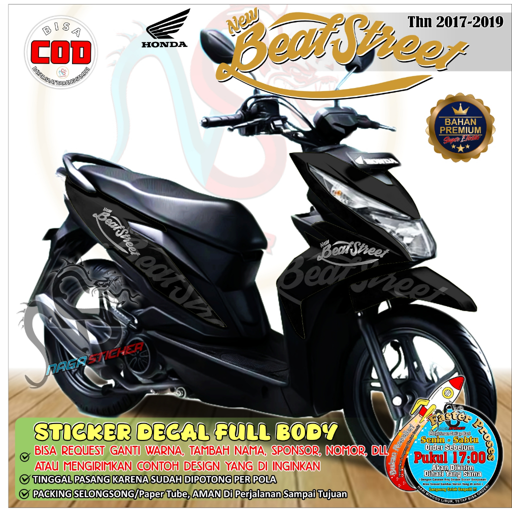 Jual Bisa COD Decal Sticker Full Body Honda Beat Street 2016-2019 Motif ...