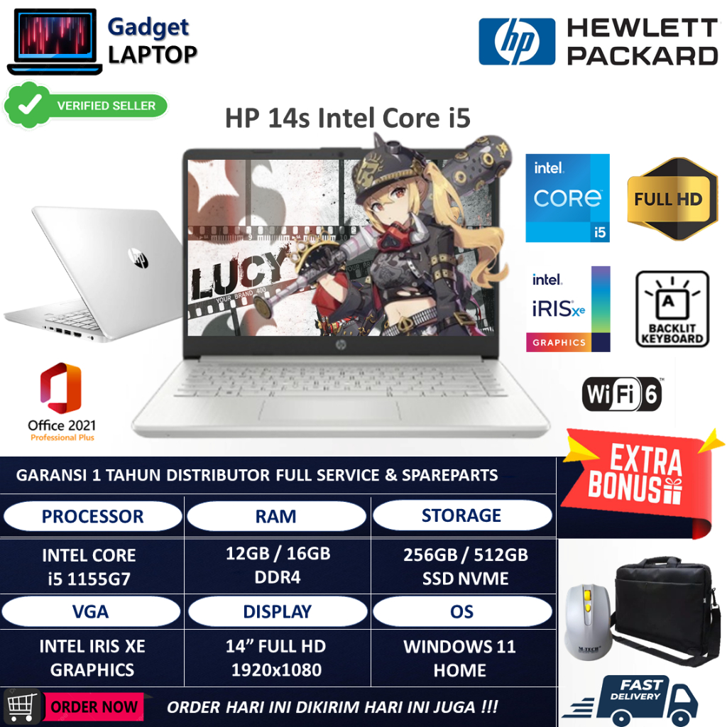 Jual Laptop Baru Hp 14 Intel Core i5 1155G7 16GB 512GB 14 Inch Full HD ...