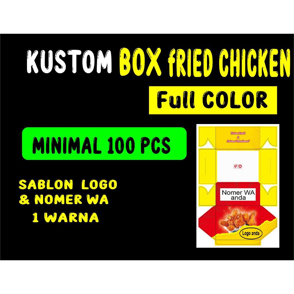 Jual Box Dus Ayam Goreng / Kardus Fried Chicken/ DUS AYAM GEPREK SABLON ...