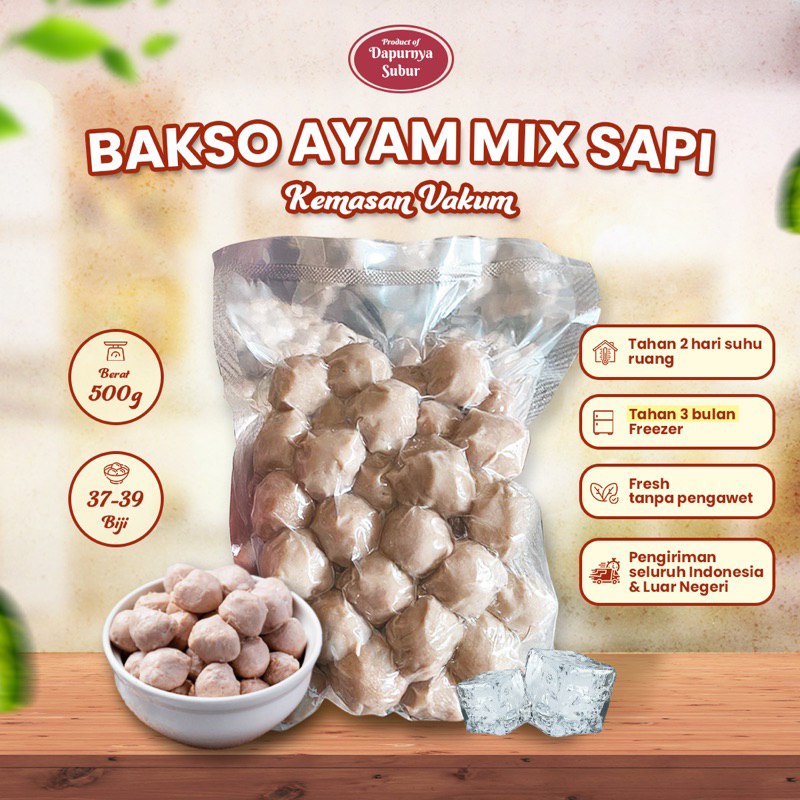Jual Bakso Sapi mix Ayam 500gr Dapurnya Subur | Shopee Indonesia
