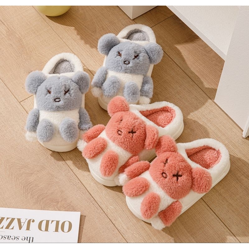 Jual sandal sendal selop slip rumah santai empuk hangat bulu boneka ...