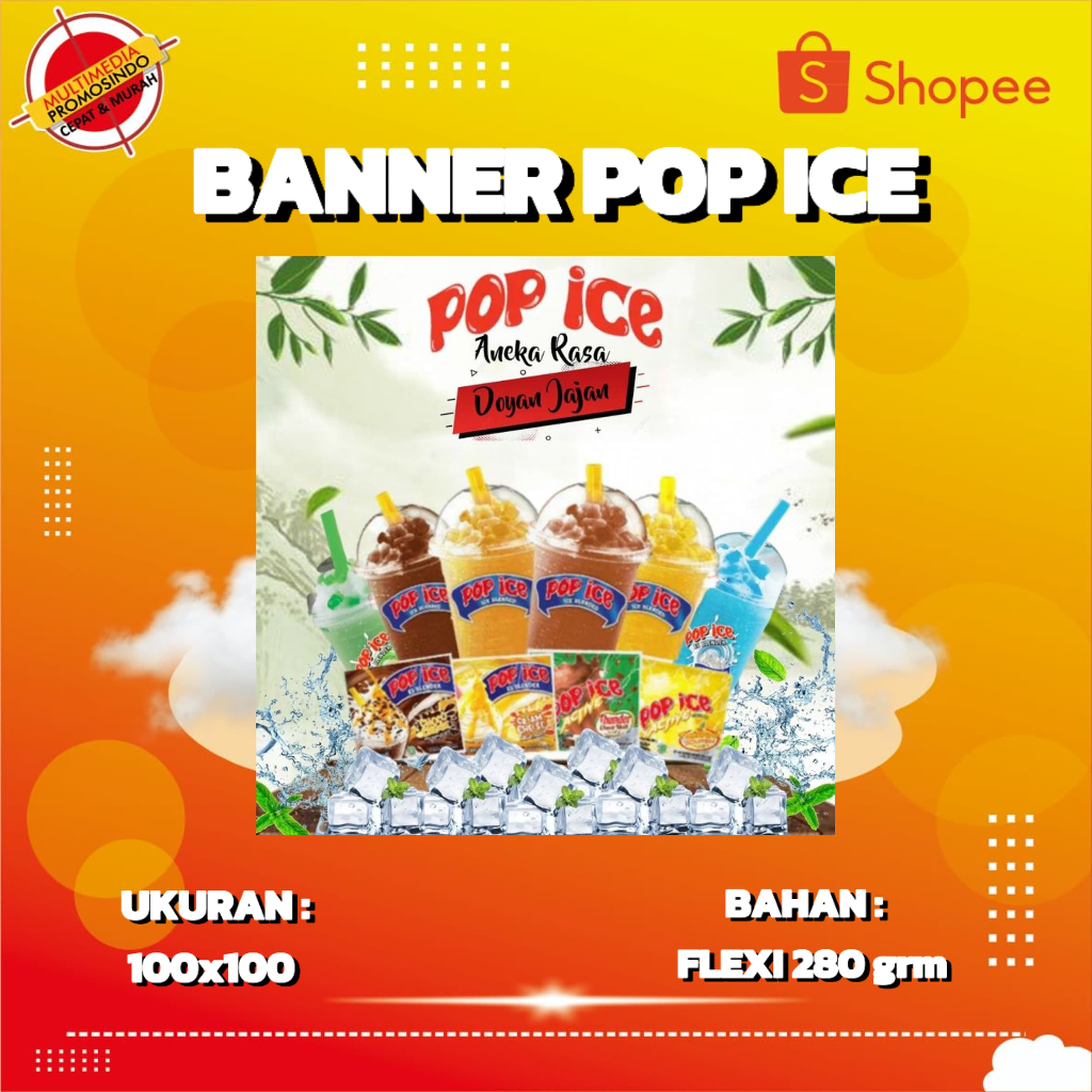 Jual BANNER / SPANDUK / MMT TOKO ES / BANNER POP ICE | Shopee Indonesia