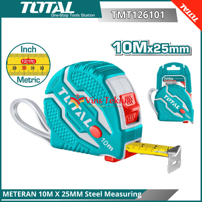 Jual TOTAL TMT126101 METERAN 10M X 25MM Steel Measuring Tape 10 METER ...
