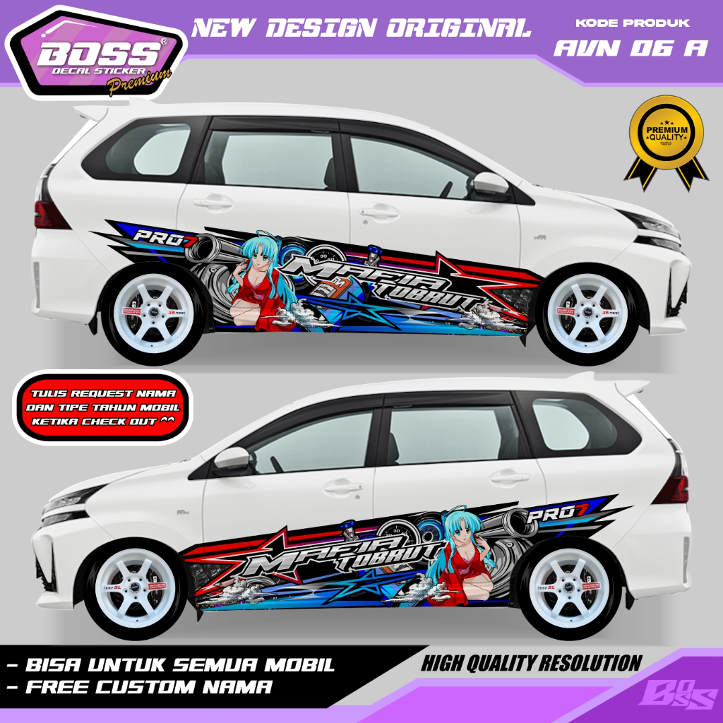 Jual AVN06-DECAL STIKER AVANZA INNOVA CALYA CUSTOM-STIKER LIVERY MOBIL ...