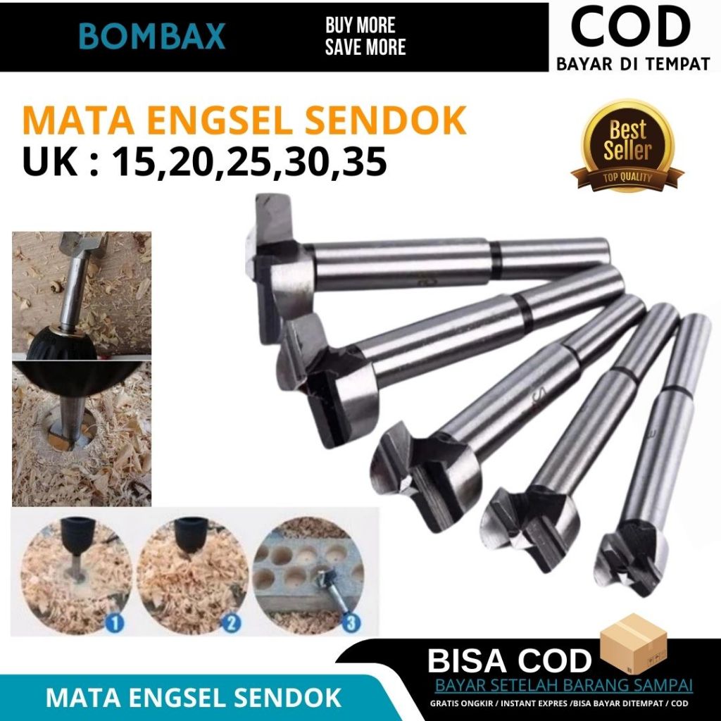 Jual Mata Bor Engsel Sendok SET 5Pcs Mata Bor Kayu Forstner Bit ...
