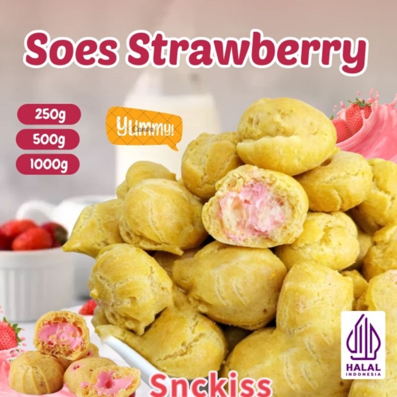 Jual [ HALAL ] SNACK Soes Starwberry/Coklat 500g/1000g/mix rasa/halal ...