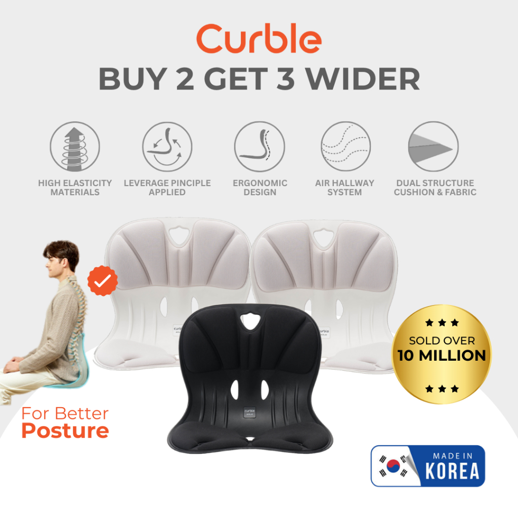 Jual Curble Posture Chair Wider - BUY 2 GET 3 (2pcs Grey & 1pcs Black ...