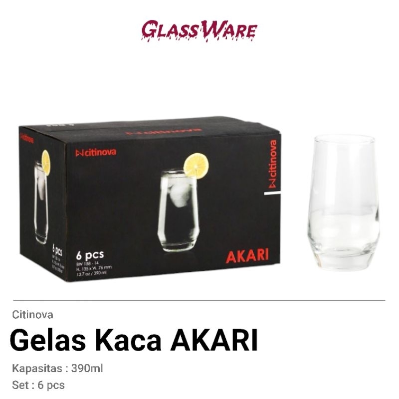 Jual ( 6 PCS ) Gelas Kaca Akari 390 ml / Gelas Set Isi 6 / Gelas Ice ...