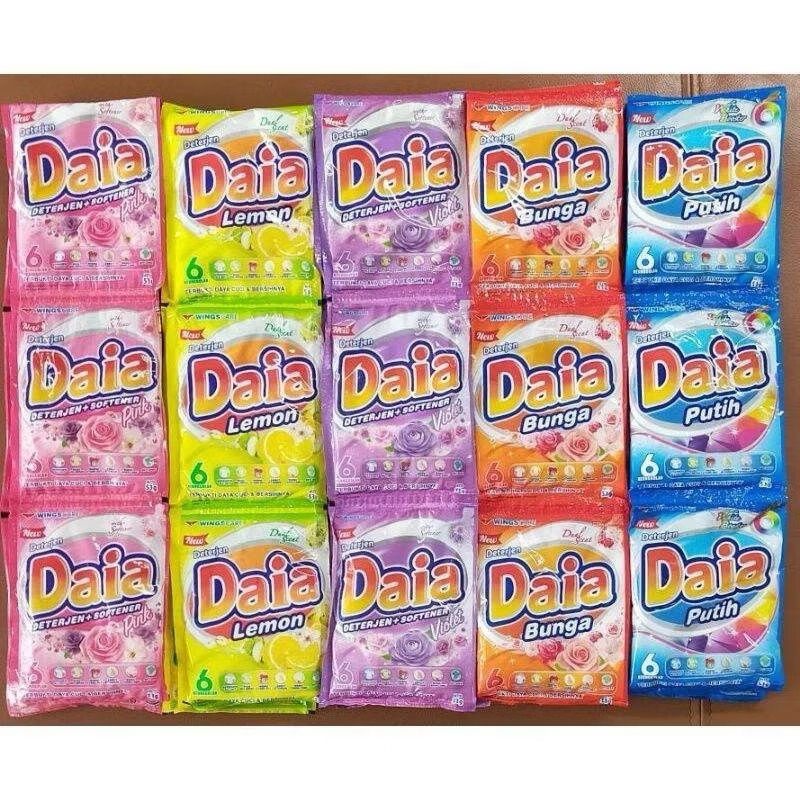Jual DAIA Deterjen Bubuk 46gr 1 Renceng Isi 6 Sachet 1000 DAIA DETERJEN POWDER BUBUK SOFTENER 46 ...