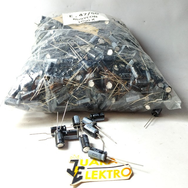 Jual (10 PCS) KAPASITOR ELCO 47uF / 50V RUBYCON KECIL | Capasitor Elko 47 uF/50 Volt (RUBYCON ...
