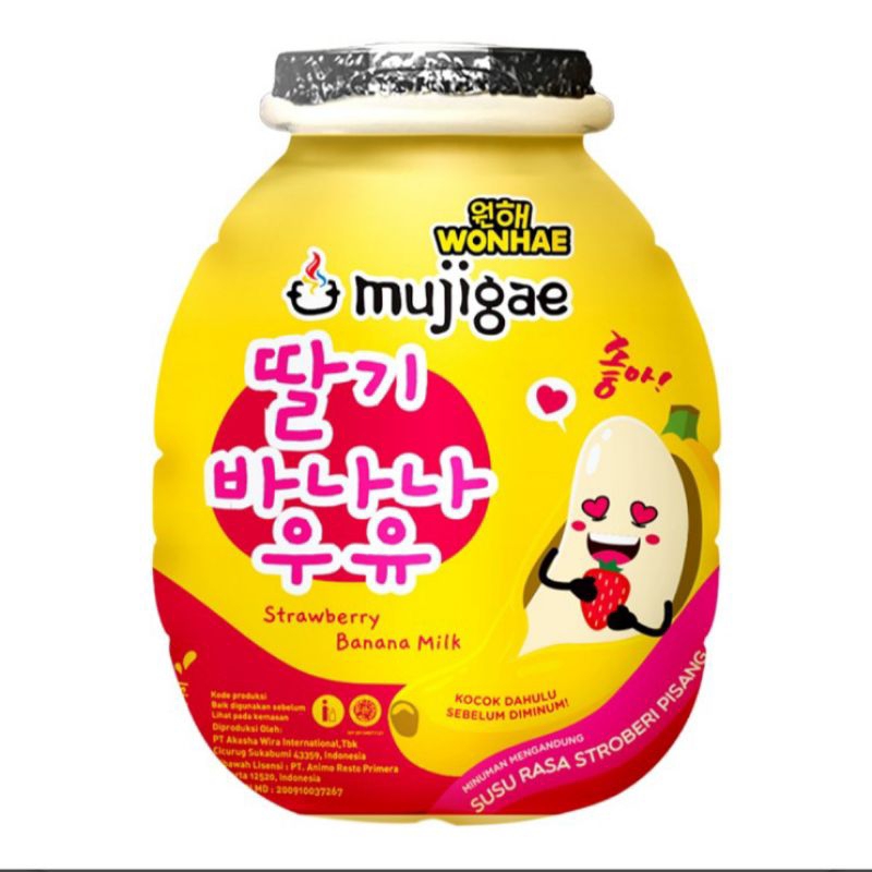 Jual Mujigae Susu Cair Rasa Pisang Stroberi Botol 250 ml | Shopee Indonesia