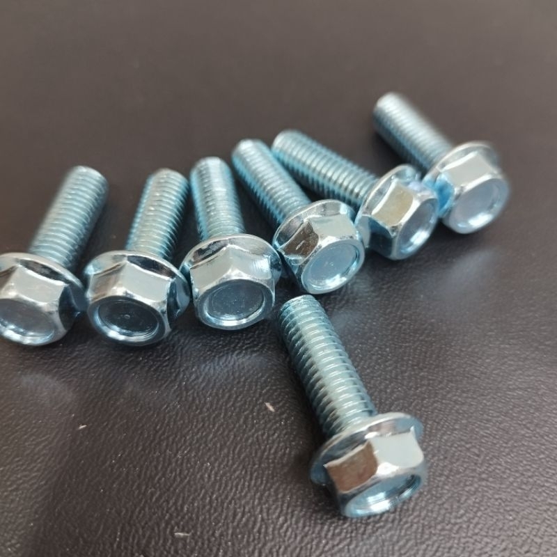 Jual 100Pcs / Baut Flange Bolt 8x25 kunci12 Putih | Shopee Indonesia