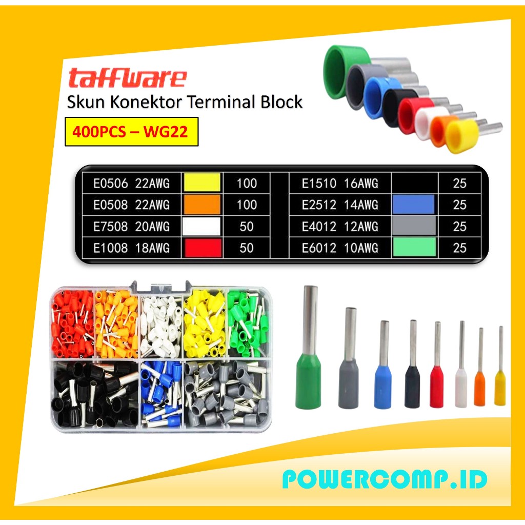 Jual Taffware WG22 Insulated Cord End Terminal Crimp E0506 E0508 E7508 E1008 E1510 E2512 E4012 ...